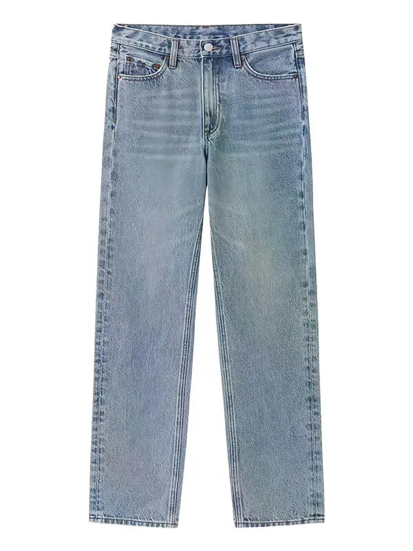 HEY JOANIE Logo-patch Straight Leg Jeans - Blue