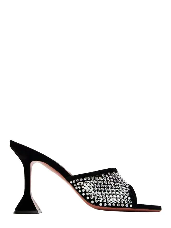 Amina Muaddi Crystal-embellished Mule Heels - Black