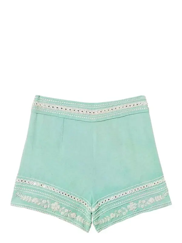 TWINSET Embroidered High-waisted Shorts - Green