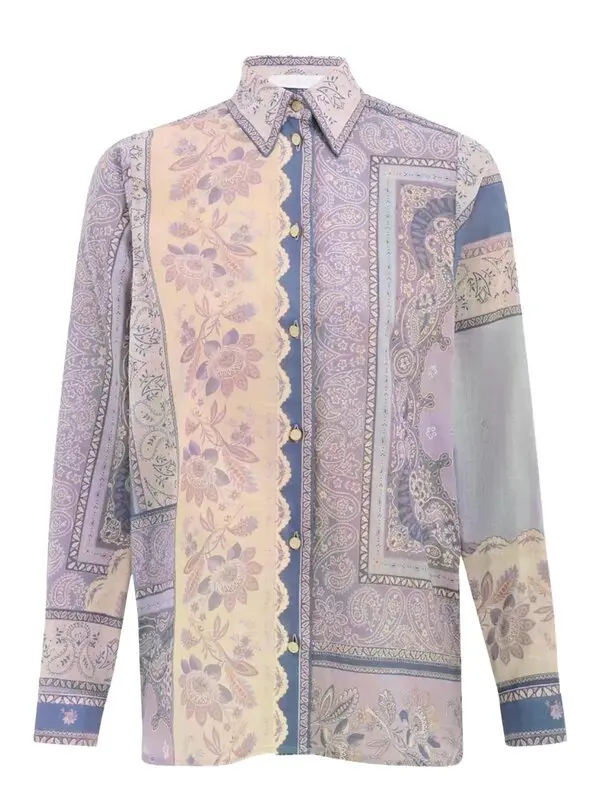 Zimmermann Mix-print Button-up Shirt - Blue