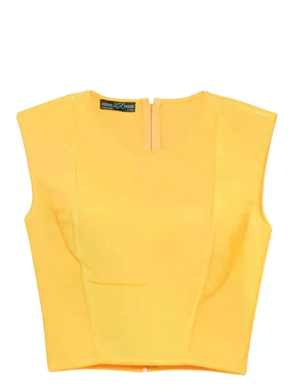 HERVE L. LEROUX Jewel-neck Cropped Top - Yellow