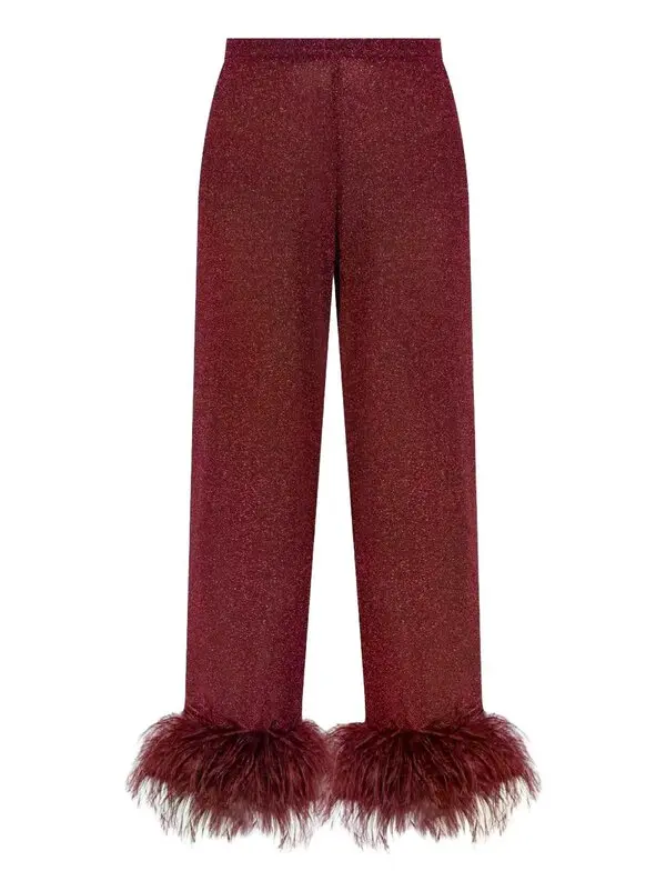 Oseree Plumage Feather-trim Trousers - Red