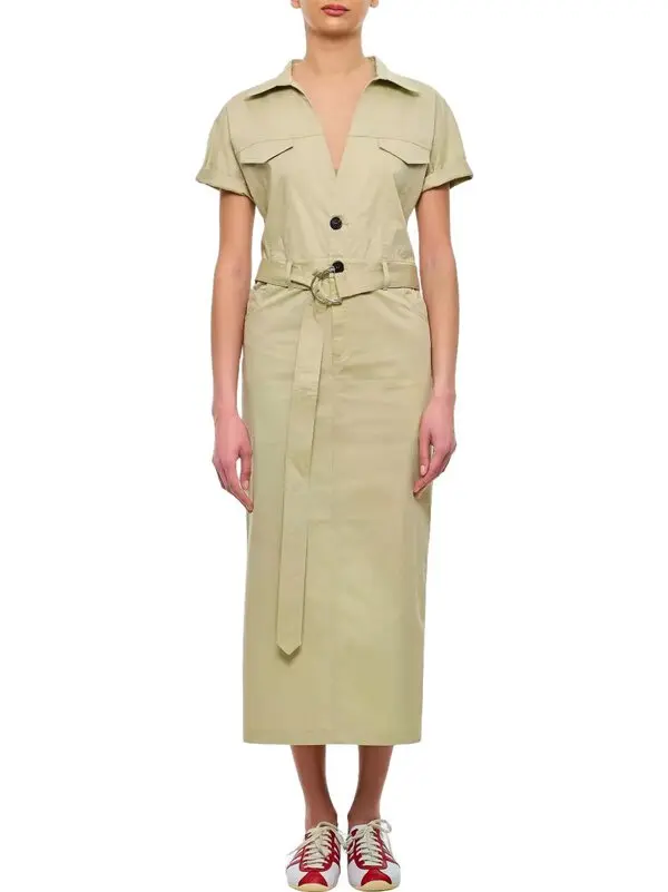 HALFBOY Button-up Belted Midi Shirt Dress - Neutrals