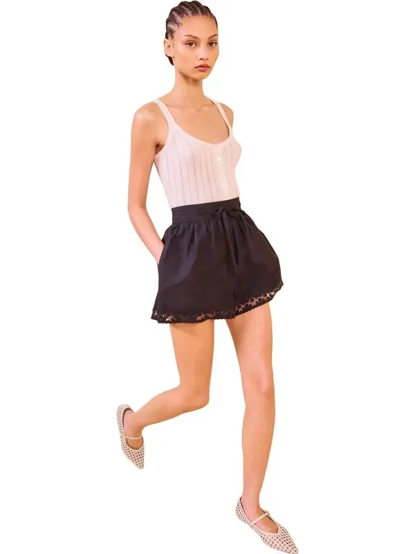 Ulla Johnson Elowen Embroidered Cotton Shorts - Noir