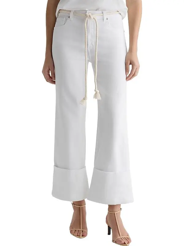 Ag Saige Wide-leg Crop Jeans With Cuff - White