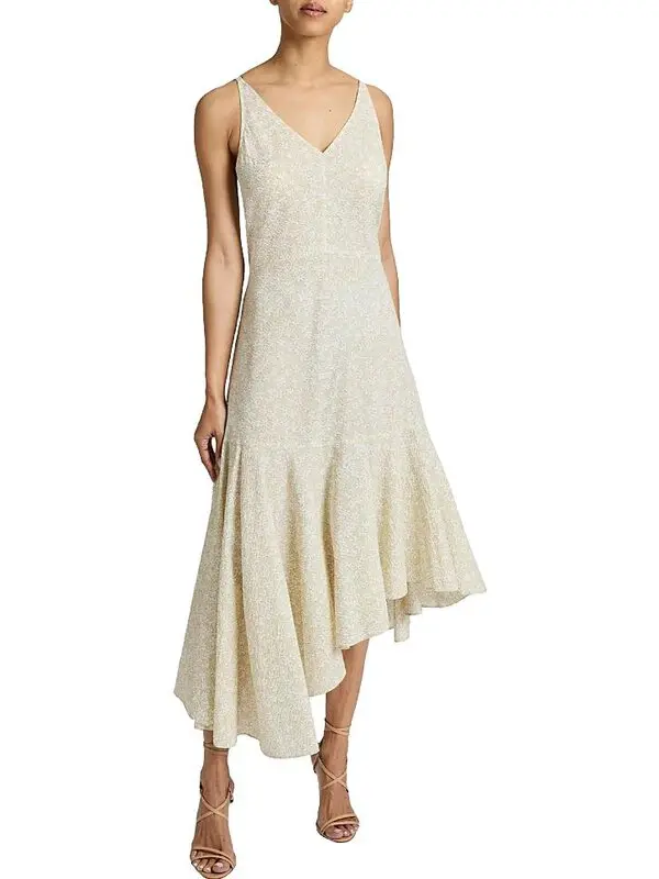 Santorelli Davin Sleeveless Asymmetric Fit And Flare Midi Dress - Feather