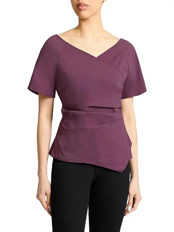 Santorelli Murphy Short Sleeve Wrap Top - Cherry Cola