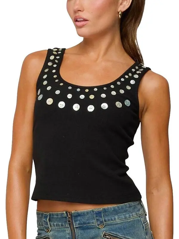 EDIKTED Scoop Neck Tank Top - Black-washed