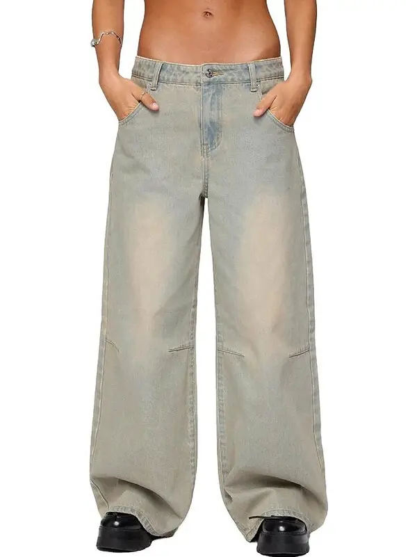 EDIKTED Santi Low Rise Wide Leg Jeans - Light Blue