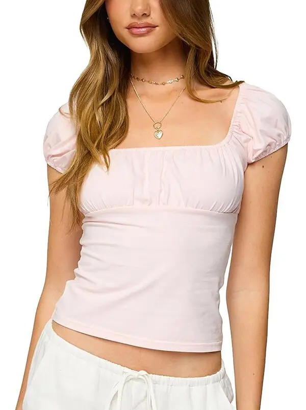 EDIKTED Oleana Gathered Bust Top - Light Pink
