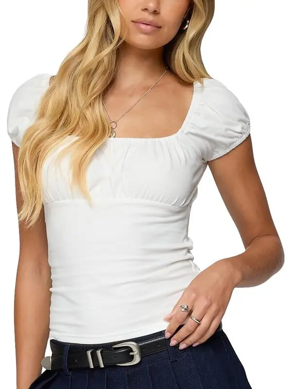 EDIKTED Oleana Gathered Bust Top - White
