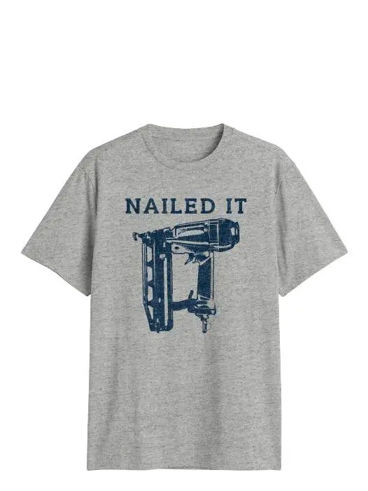 TRUE NATION BY DXL Big & Tall Nailed It Graphic Tee - Heather Grey