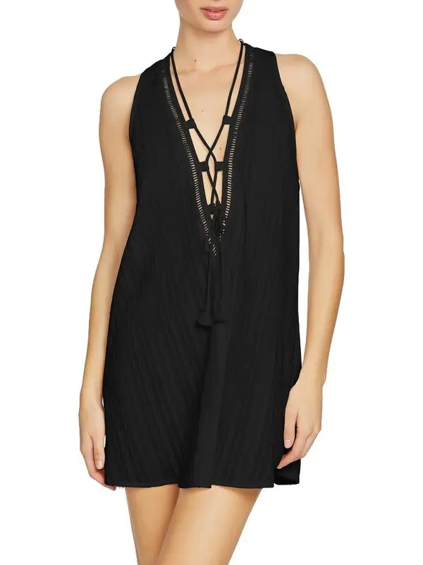 Robin Piccone Lace-up Cover-up Tunic - Black