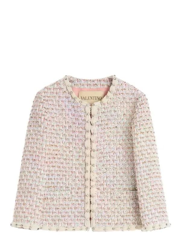 Valentino Garavani Embroidered Ribbon Tweed Jacket - Pink