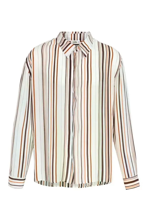 AMIR SLAMA Stripe-patterned Long-sleeve Shirt - White