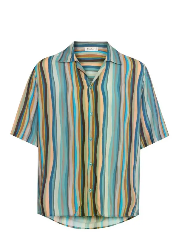 AMIR SLAMA Striped Short-sleeve Shirt - Blue