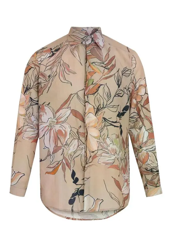 AMIR SLAMA Floral-print Shirt - Brown