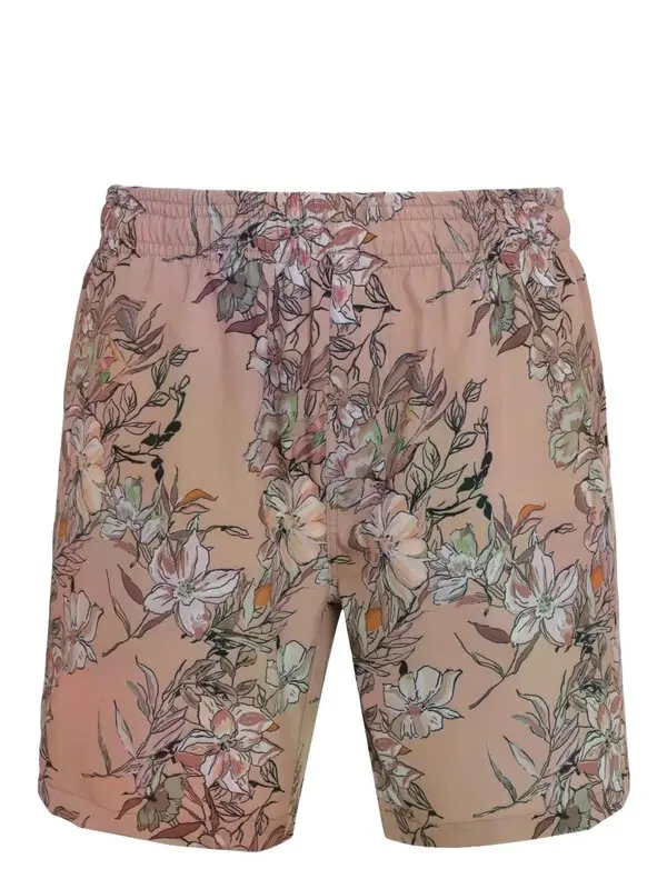 AMIR SLAMA Floral-print Swim Shorts - Brown