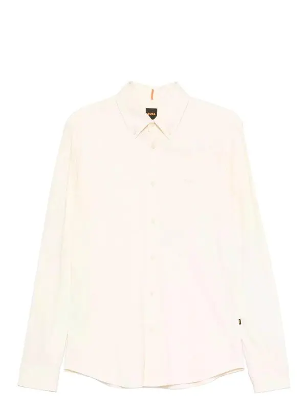 BOSS Logo-embroidered Cotton Shirt - Yellow