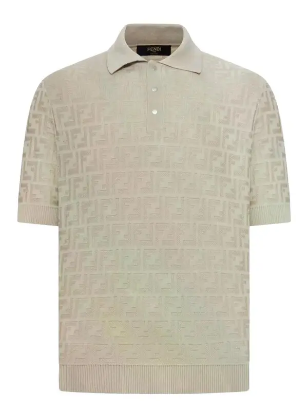 Fendi Ff-motif Cotton Polo Shirt - Neutrals
