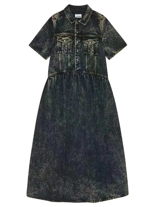 GANNI Denim Midi Shirt Dress - Blue