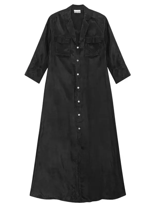 GANNI Buttoned Shirt Dress - Black