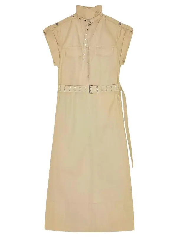 GANNI Belted Shirt Dress - Neutrals