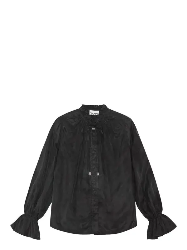 GANNI Ruffled-collar Blouse - Black
