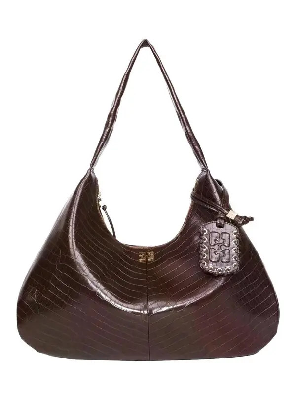 GANNI Embossed Shoulder Bag - Brown