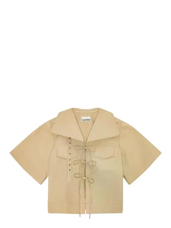 GANNI Tie-fastening Shirt - Neutrals