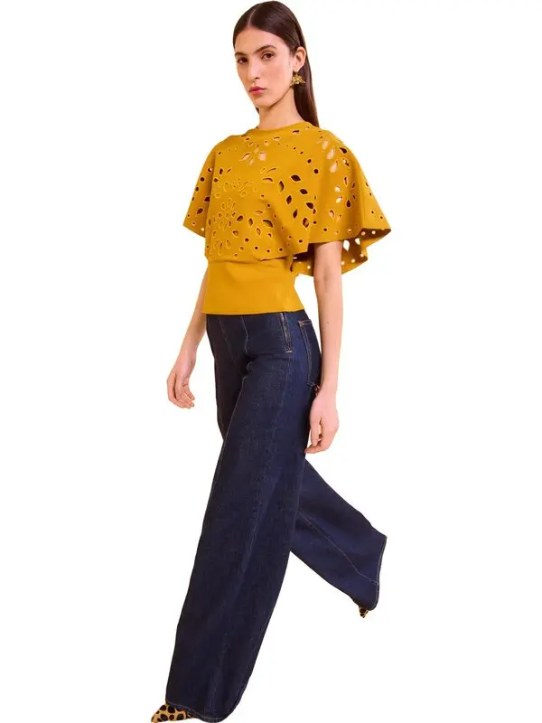 Ulla Johnson Josie Cape Sleeve Knit Top - Goldenrod