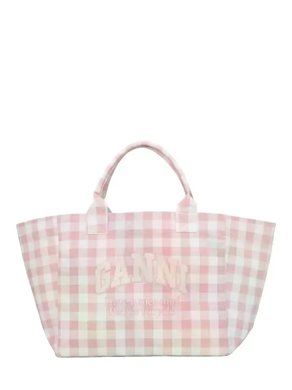 GANNI Checked Tote Bag - Pink