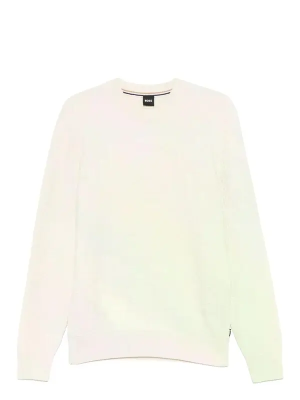 BOSS Crew Neck Cotton Sweater - Neutrals