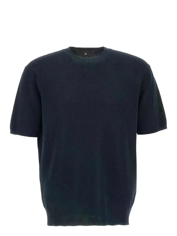 FILIPPO DE LAURENTIIS Crew-neck Ribbed T-shirt - Blue