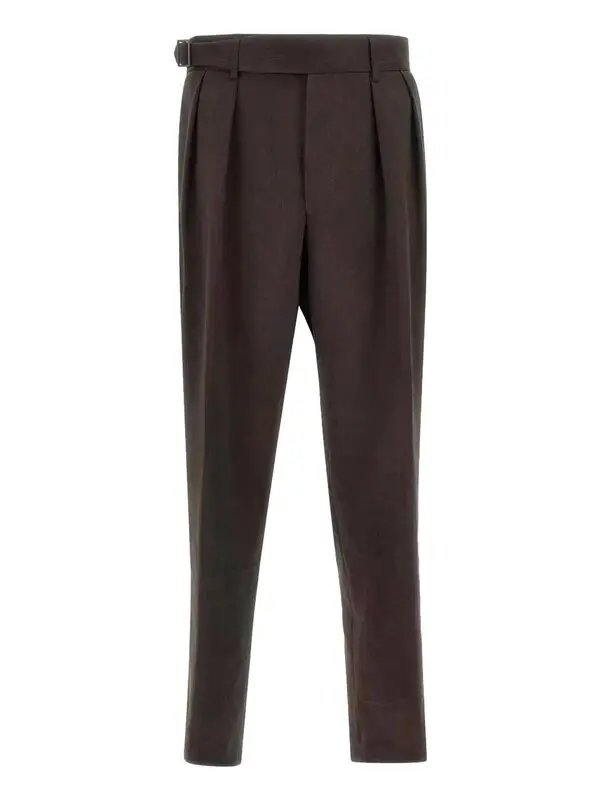 Hugo Boss Linen-blend Trousers - Brown