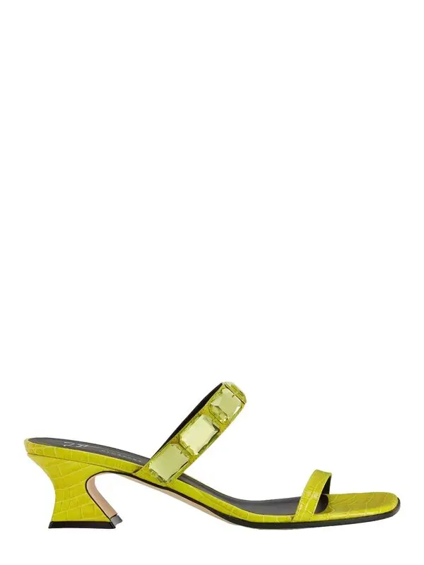 GIUSEPPE ZANOTTI Flaminia Crystal-embellished Leather Sandals - Yellow