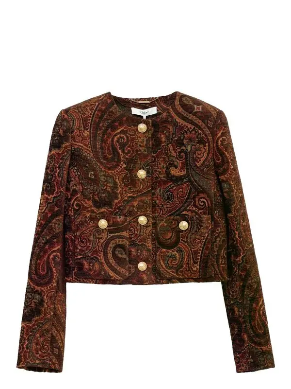 Chloé Paisley-printed Cropped Jacket - Brown