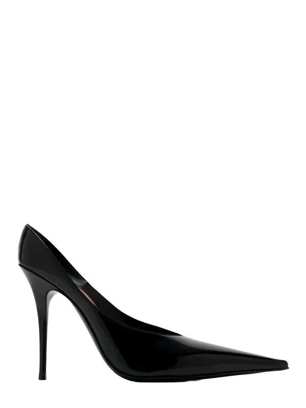 Amina Muaddi 105mm Leather Pumps - Black
