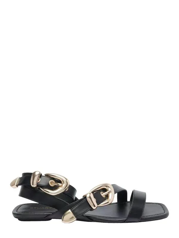 STUART WEITZMAN Leather Flat Sandals - Black
