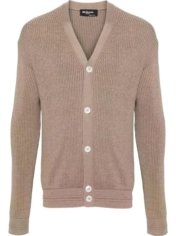 Kiton Ribbed-knit Cardigan - Brown