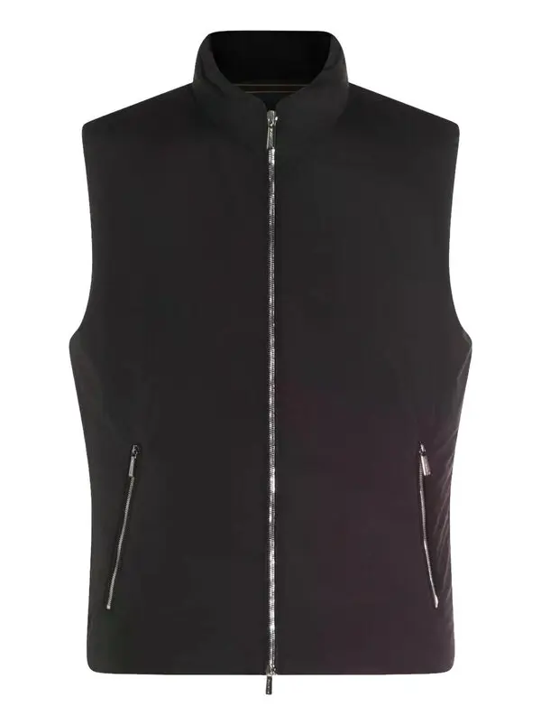 MOORER Zip-front Gilet - Brown