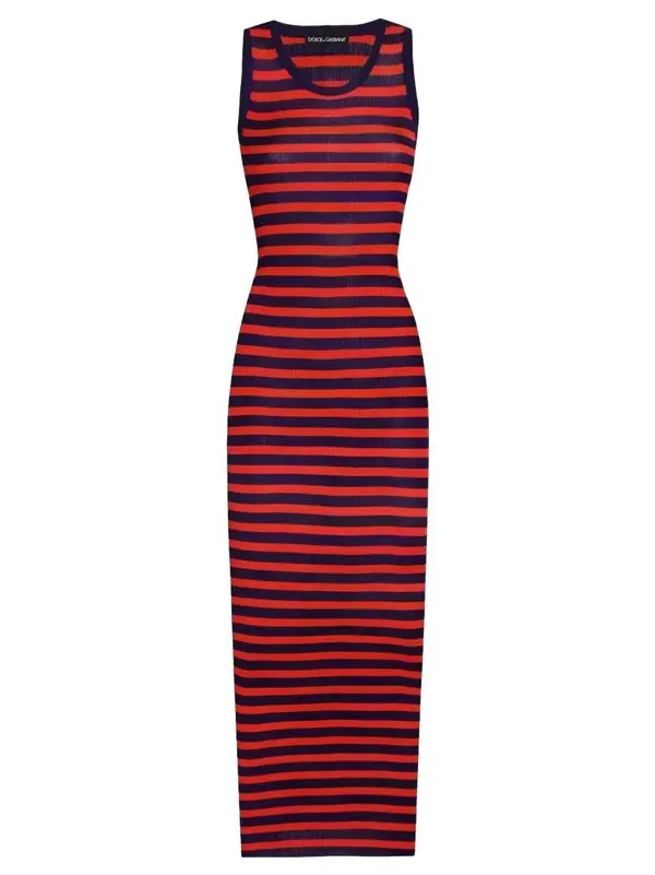 Dolce & Gabbana Ribbed Striped Dress - Purple