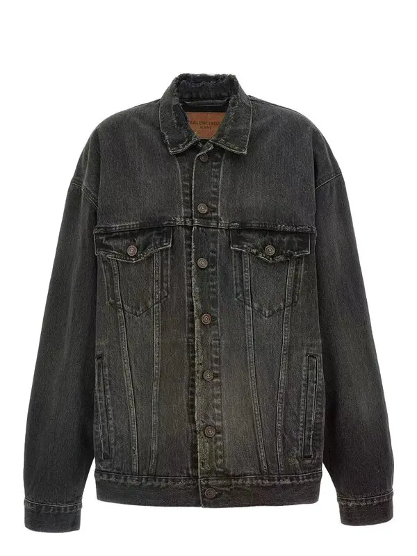 Balenciaga Distressed Denim Jacket - Grey