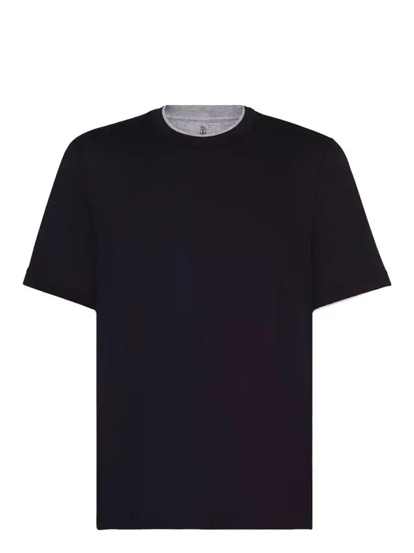 Brunello Cucinelli Contrasting-trim Jersey T-shirt - Black