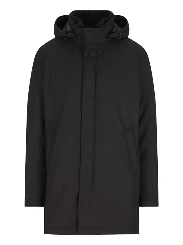 Herno Ribbed Jacket With Drawstring Hood - Black