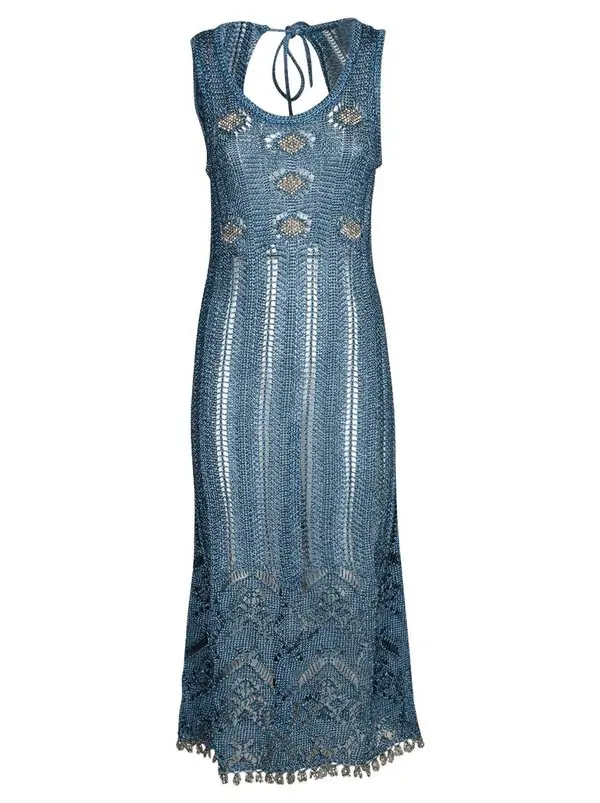 Rabanne Sleeveless Crochet Dress - Blue