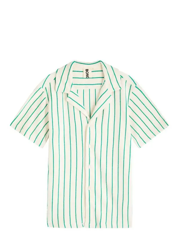 BONGUSTA Naram Striped Terry Shirt - White And Green