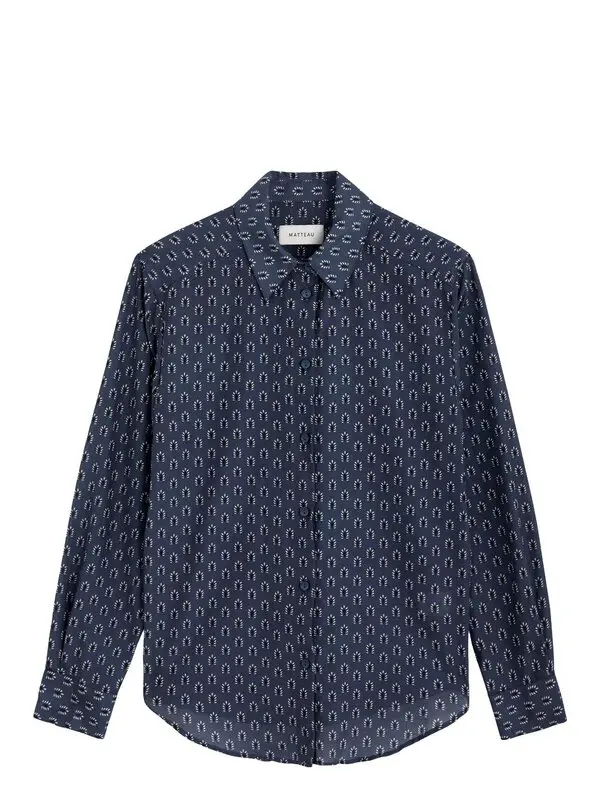 Matteau Classic Printed Cotton-blend Shirt - Navy