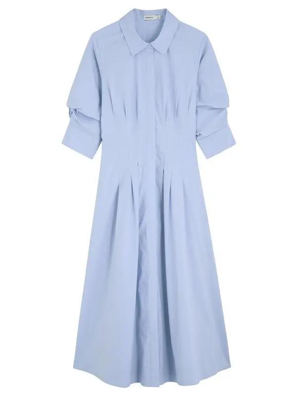 Simkhai Cotton-blend Poplin Midi Shirt Dress - Light Blue