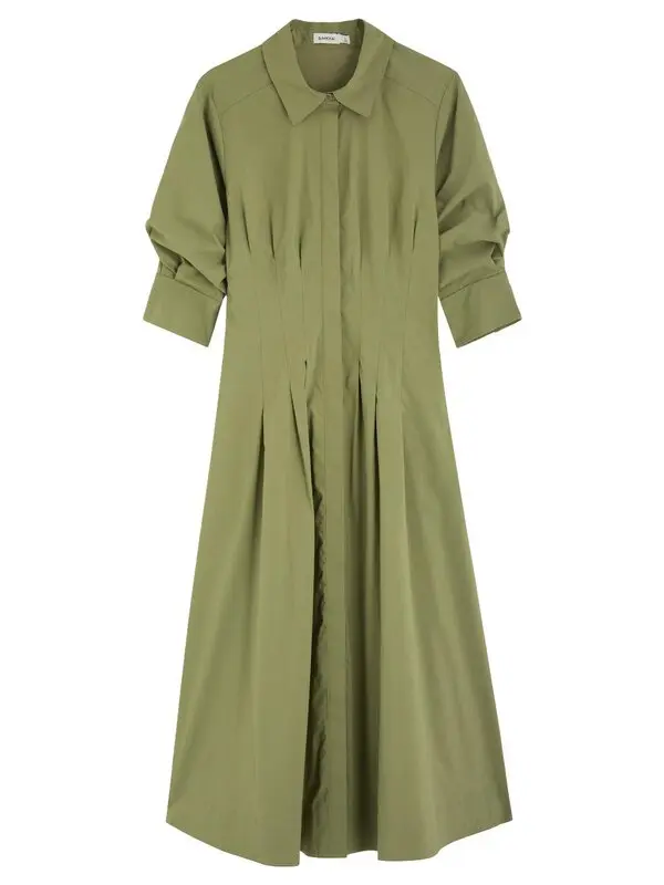 Simkhai Cotton-blend Poplin Midi Shirt Dress - Olive